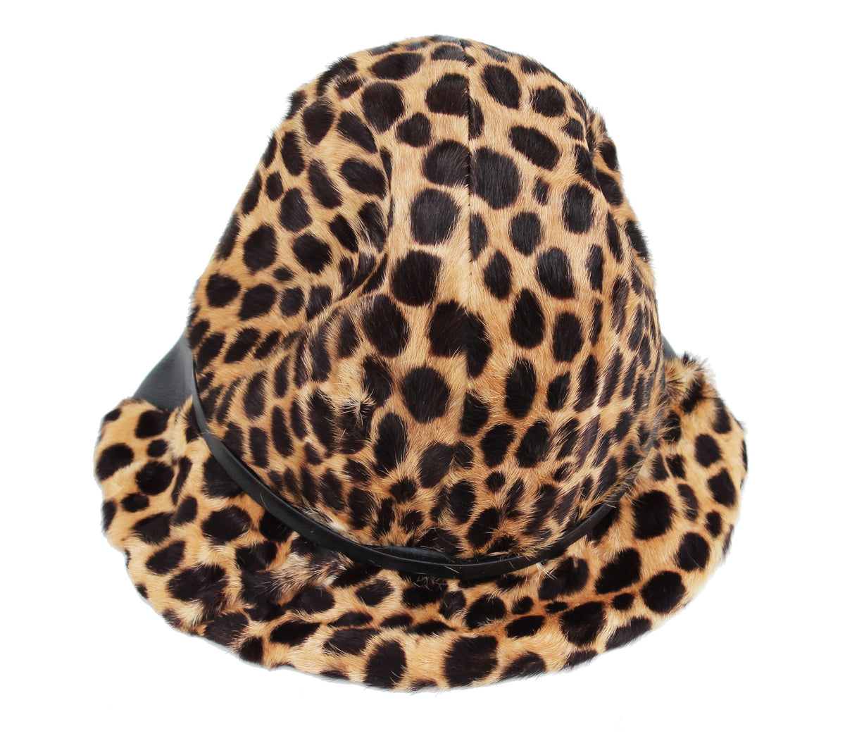 Vintage Leopard and Leather Fedora Style Fur Hat by Belmar New York Pa ...